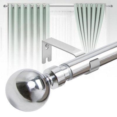 Ameha Curtain Metal Pole Extendable Curtain Rod,60mm Finials, Ring ...