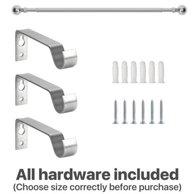 Ameha Curtain Metal Pole Extendable Curtain Rod,60mm Finials, Ring ...
