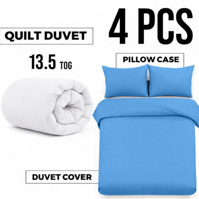 Ameha Duvet 13.5 Tog With Light Blue Duvet Cover & Matching Pillowcases ...