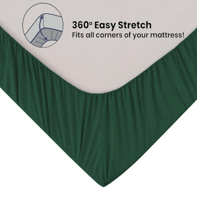 Ameha Emerald Green Fitted Sheet 40cm Extra Deep Pocket Bed Sheets ...