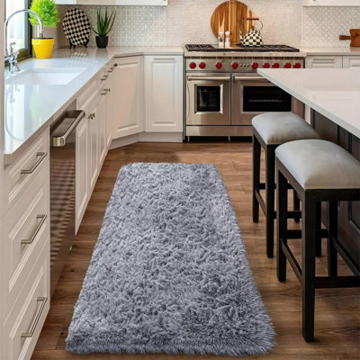 Ameha Grey Area Rugs for Bedroom Non Slip Fluffy Shaggy Thick Pile Non ...