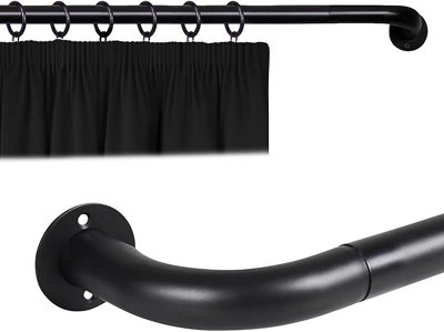 Ameha Matte Black Metal Blackout Curtain Pole Rod 28mm 70-120 cm ...