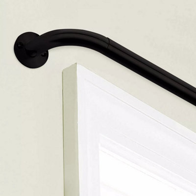 Ameha Matte Black Metal Blackout Curtain Pole Rod 28mm 70-120 cm ...
