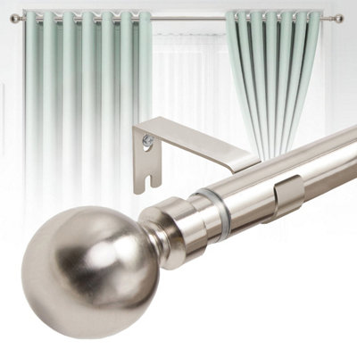 Ameha Plain Curtain Pole Extendable Metal Curtain Rod 28mm, 160-300cm ...