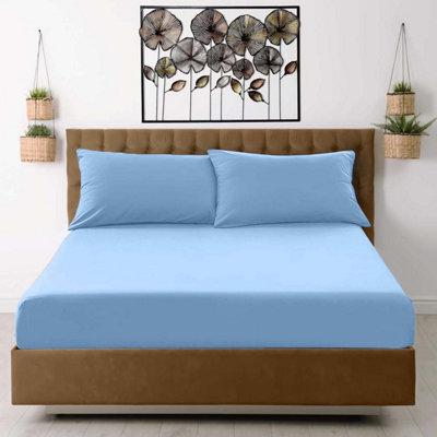 Ameha Plain Microfiber Fitted Sheet 25cm Deep Pocket-Hypoallergenic ...