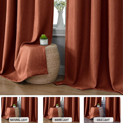 Ameha Rust Linen Texture Fabric 100%Blackout 260GSM Thermal Insulated ...
