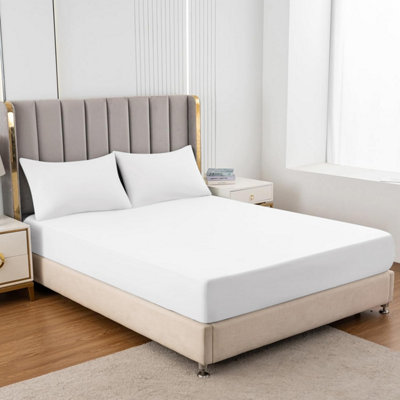 Ameha White Fitted Sheet 40cm Extra Deep Pocket Bed Sheets Super King ...