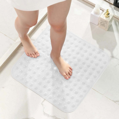 Ameha White Shower Mat Non Slip Anti Mould - 53x53cm Square Rubber Bath ...