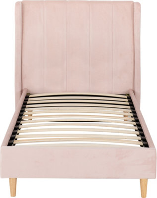 Amelia 3ft Single Bed in Pink Velvet Fabric