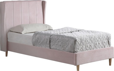 Amelia 3ft Single Bed in Pink Velvet Fabric