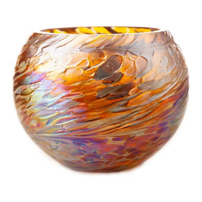 Amelia Art Glass Gold Globe Tealight Holder