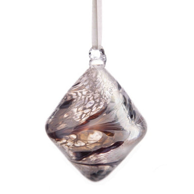Amelia Art Glass Hanging Friendship Diamond Frosted Grey