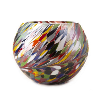 Amelia Art Glass Multi-Coloured Globe Tealight Holder