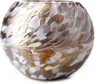 Amelia Art Glass White & Silver Globe Tealight Holder