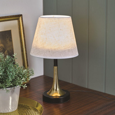 Amelia Table Lamp - USB or Mains Powered LED Light with Brass Colour ...