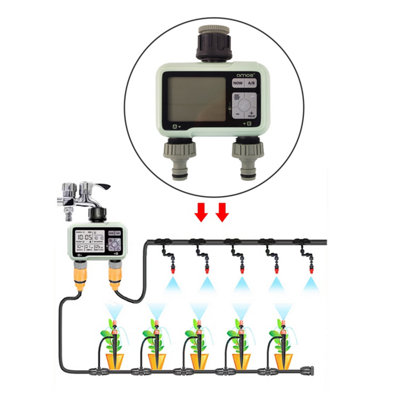 AMOS Digital Water Timer Battery Powered with Two Outlets