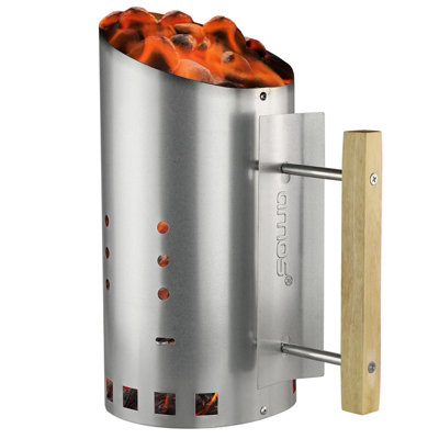 AMOS Easy Pouring Steel Charcoal Chimney Starter with Handle Barbecue ...