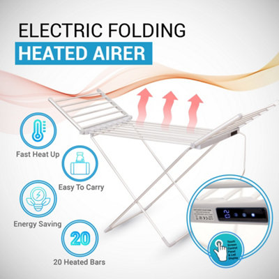 AMOS Electric Heated Clothes Airer with Digital Control Display ...