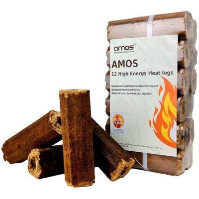 AMOS High Energy Ultra Dry Heat Logs Open Fire Eco Wood Log Fuel