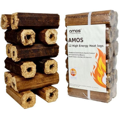 AMOS High Energy Ultra Dry Heat Logs Open Fire Eco Wood Log Fuel