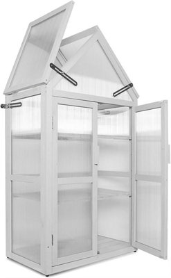 AMOS Outdoor Wooden Greenhouse Grow House Cold Frame with 2 Removable ...