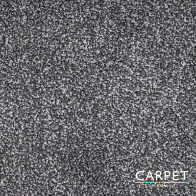 AMOUR DARK GREY SAXONY CARPET SAMPLE 10CM X 10CM