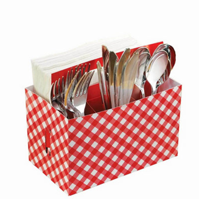 Amscan Clic Gingham Kitchen Utensils Caddy Red/White (One Size)