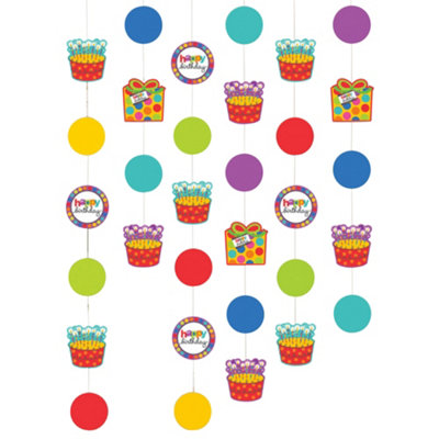 Amscan Dots & Stripes Happy Birthday String Decorations Multicoloured ...