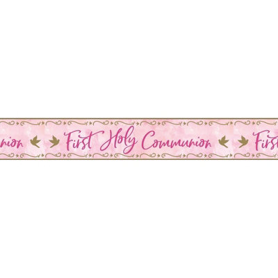 Amscan Foil First Holy Communion Banner Pink/Gold (One Size)