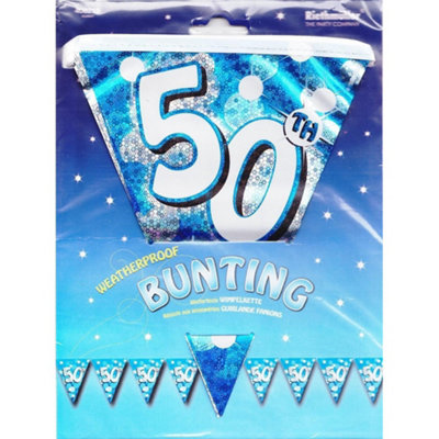 Amscan Foil Sparkle 50th Birthday Bunting Blue/Silver (One Size)