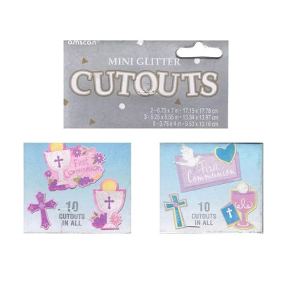 Buy Amscan Glitter First Holy Communion Cut Out (Pack of 10) Blue ...