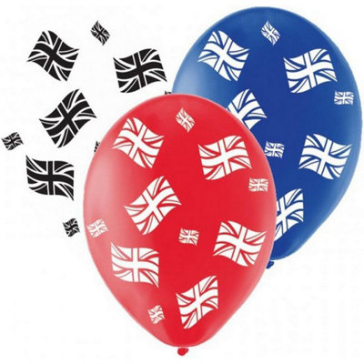 Amscan Great Britain Latex Union Jack Balloons (Pack of 6) Red/Blue ...