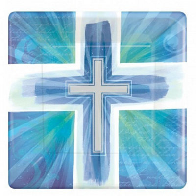 Amscan Happy Cross Party Plates (Pack of 8) Blue/White (One Size) | DIY ...