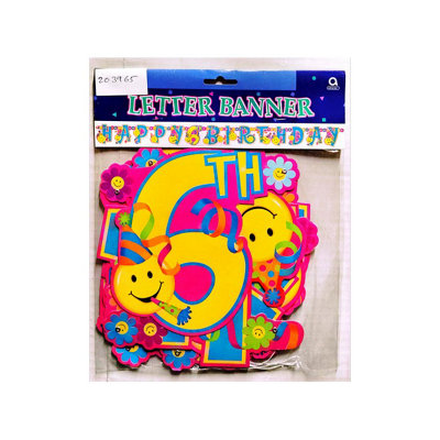 Amscan Letter 6th Birthday Banner Yellow/Pink/Blue (One Size)