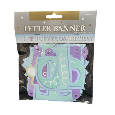 Amscan Letter First Holy Communion Banner Green/Purple (One Size)