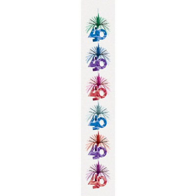 Amscan Milestone Birthday Cascade Column Decoration (Pack of 6) Age 40 ...