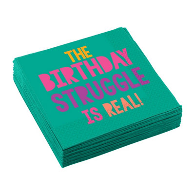 Amscan Neon Birthday Disposable Napkins (Pack of 16) Green (One Size)