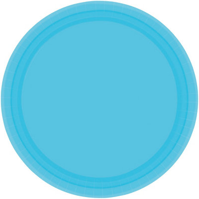 Amscan Paper Plain Dinner Plate (Pack of 8) Caribbean Blue (One Size ...