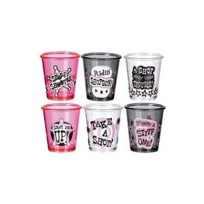 Amscan Party Posse Shot Gl (Pack of 6) Pink/Black/White (One Size ...