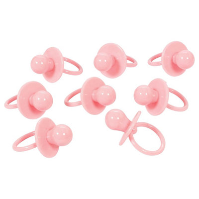 Amscan Plastic Pacifier Baby Shower Charm (Pack of 8) Pink (One Size)