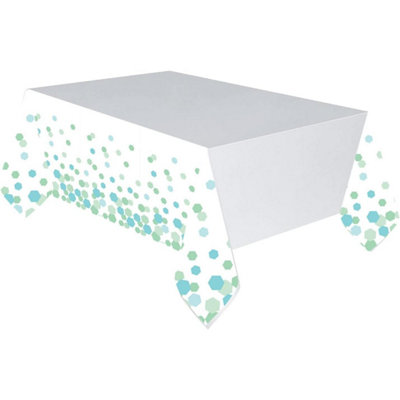 Amscan Plastic Shimmer Party Table Cover White/Mint/Blue (One Size ...