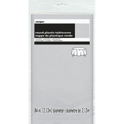 Amscan Round Plastic Party Tablecover New Silver (One Size) | DIY at B&Q