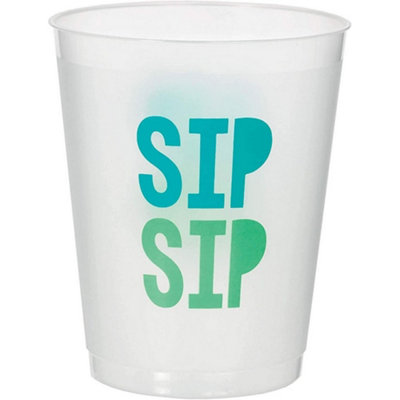 Amscan Sip Plastic Shimmer Party Cup (Pack of 8) Frosted Clear (One ...