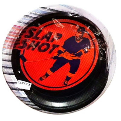 Amscan Slap Shot Disposable Plates (Pack of 8) Red/Black/White (One ...
