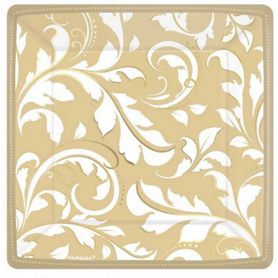 Amscan Square Party Plates (Pack of 8) Gold (One Size) | £7.75 at B&Q