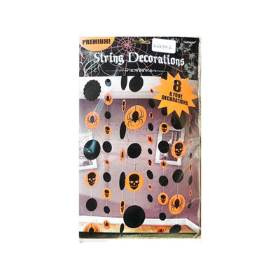 Amscan String Halloween Decoration (Pack of 8) Black/Orange (One Size ...