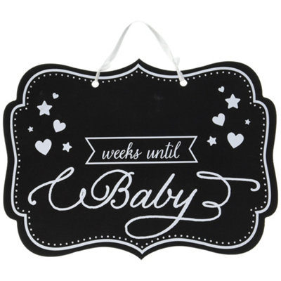 Amscan Weeks Until Baby Shower Chalkboard Sign Black/White (One Size)