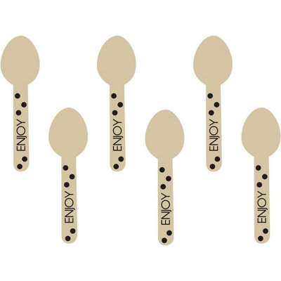Amscan Wood Polka Dot Disposable Spoons (Pack of 12) Wood/Black (One ...