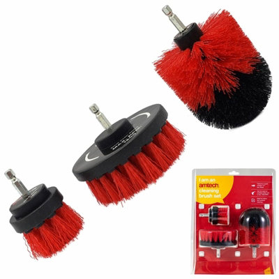 Amtech 3pc Scrubbing Brush Set Electric Power Drill Cleaning Attachment ...