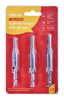 AMTECH F2825 3 PIECE HINGE DRILL SET